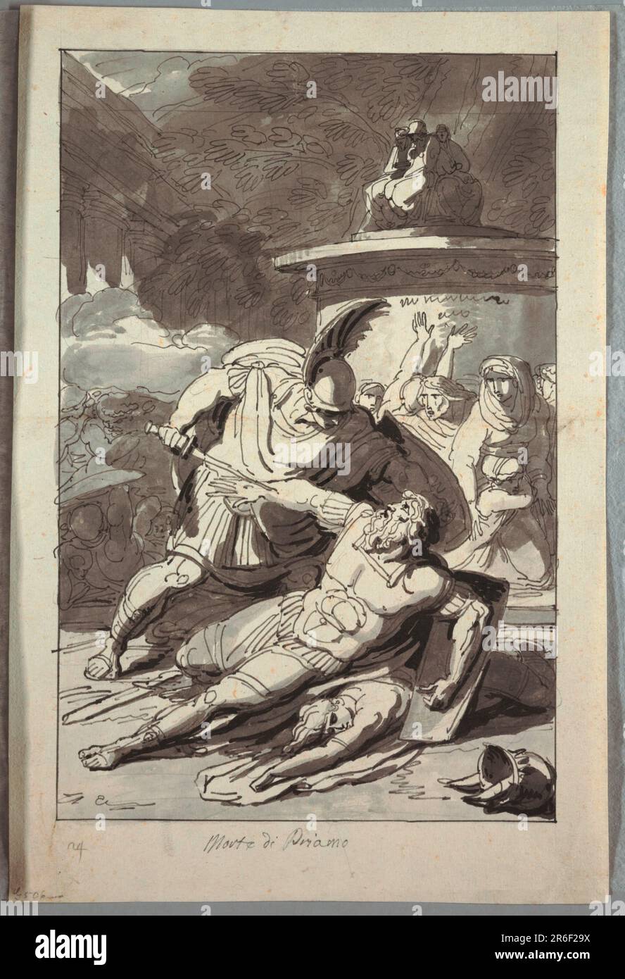Phyrrhus tuant Priamus, qui tombe sur le corps de son plus jeune fils ...
