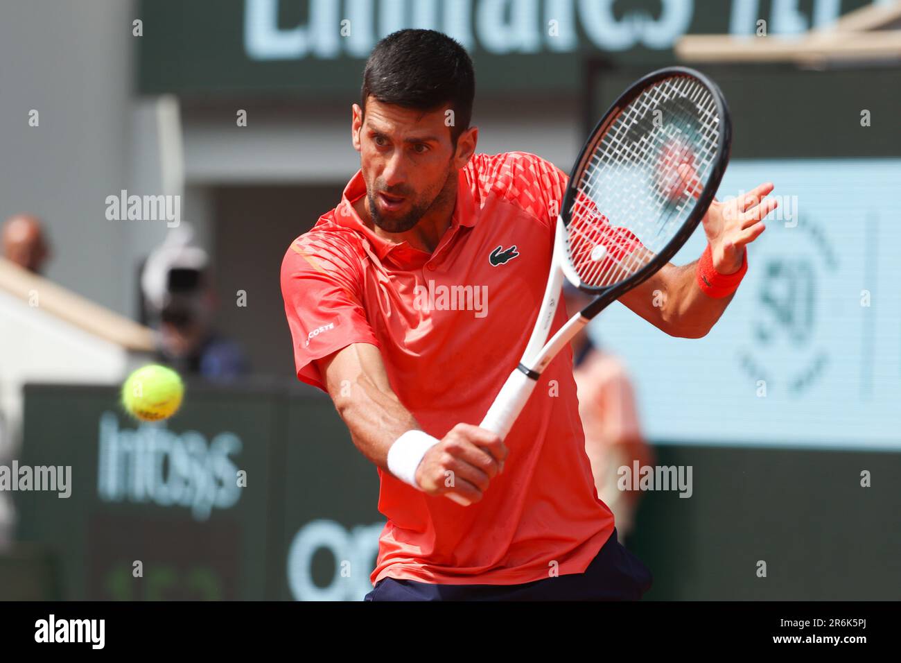Novak Djokovic de Serbie lors de l'Open de France 2023, Roland-Garros 2023, tournoi de tennis ...
