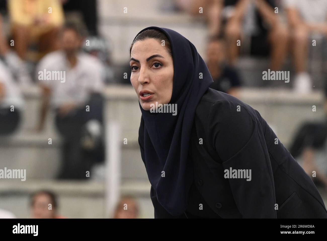 Yu-jin KIM (KOR) contre Nahid KIYANICHANDEH (IRI) pendant les demi-finales rondes femmes -57kg ...