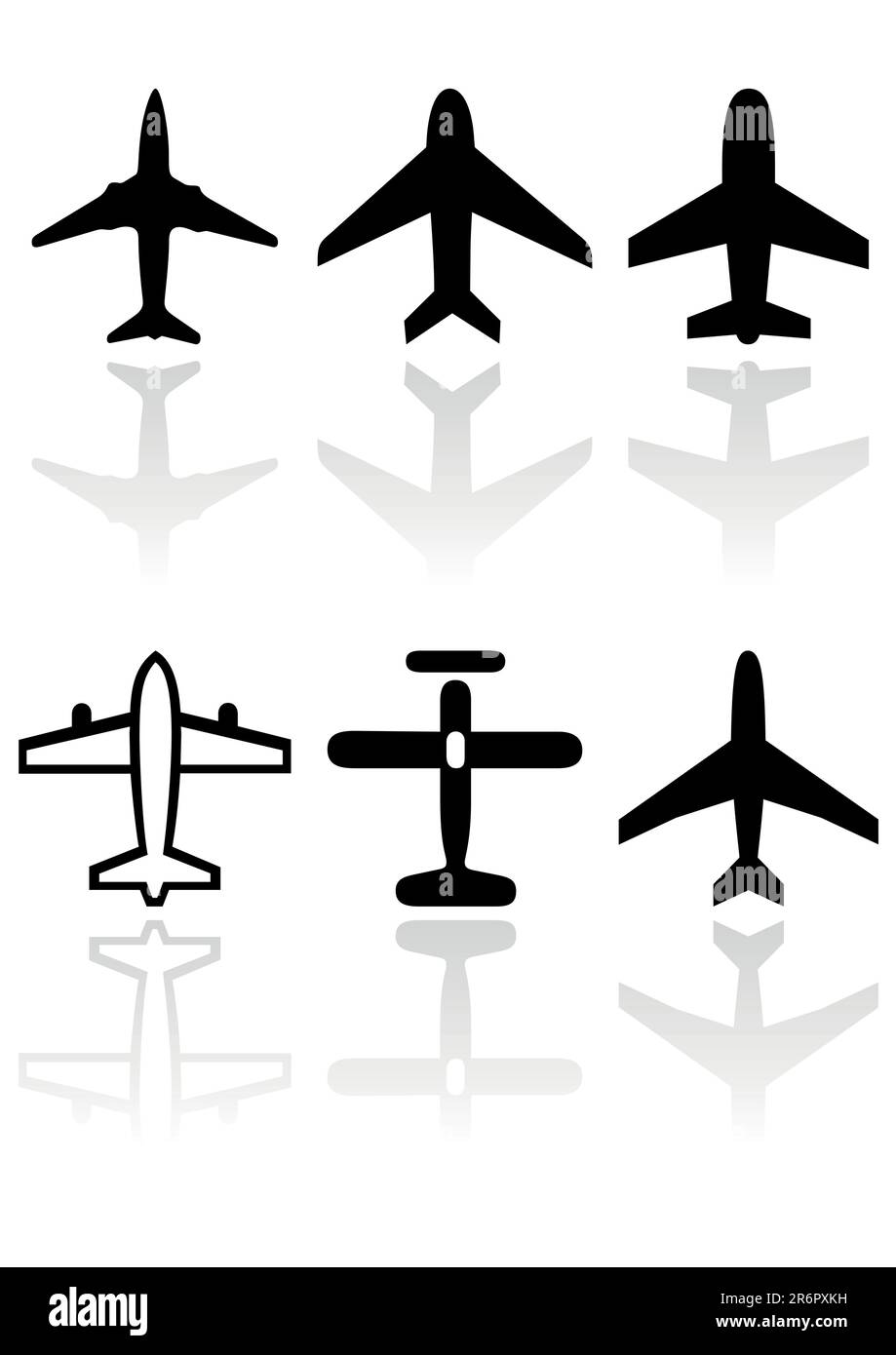 Ensemble vectoriel de différents symboles d'avion. Tous les objets ...