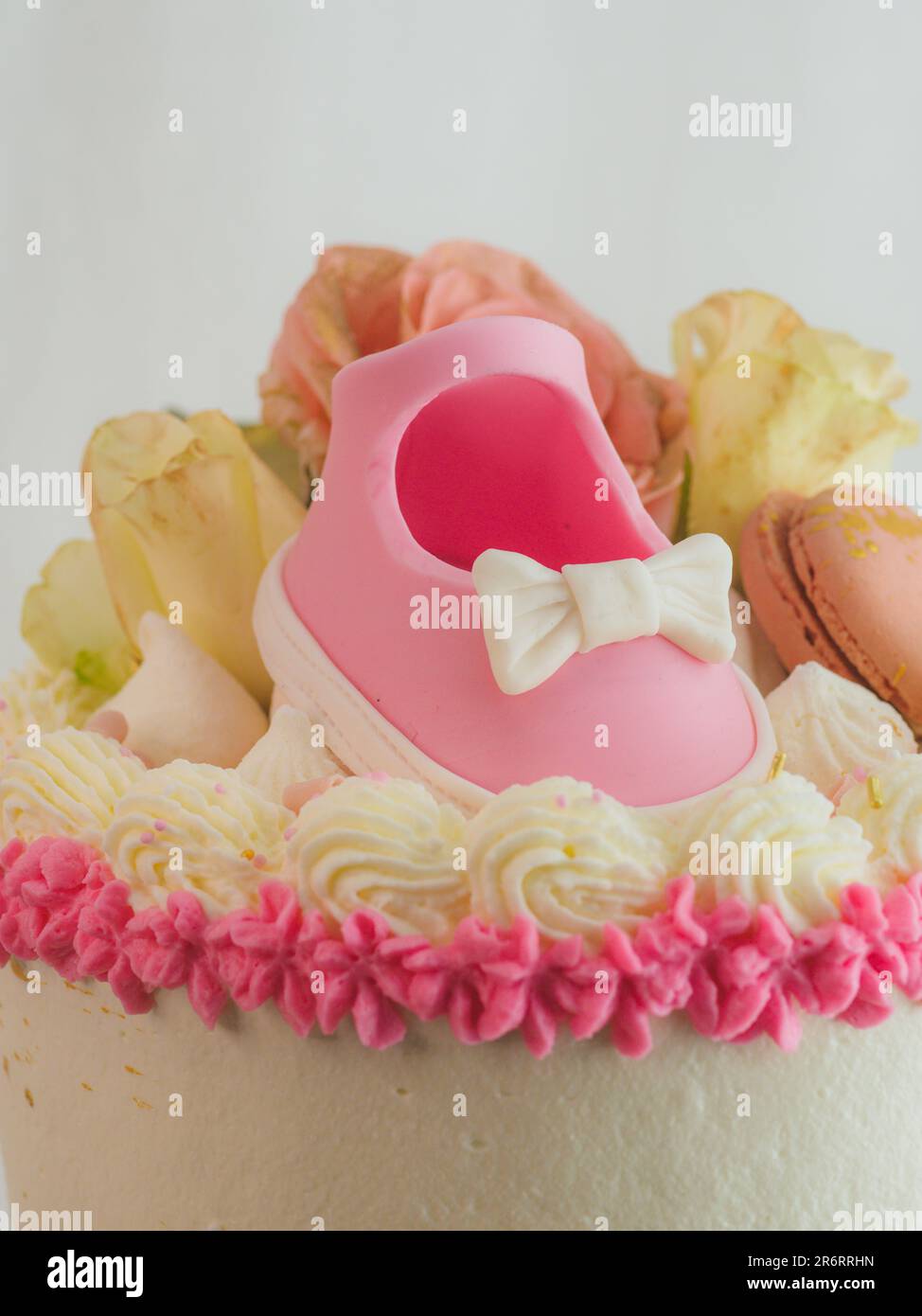 Présentoir à gâteaux rose pour chaussures bébé avec affiche pour garçon ...
