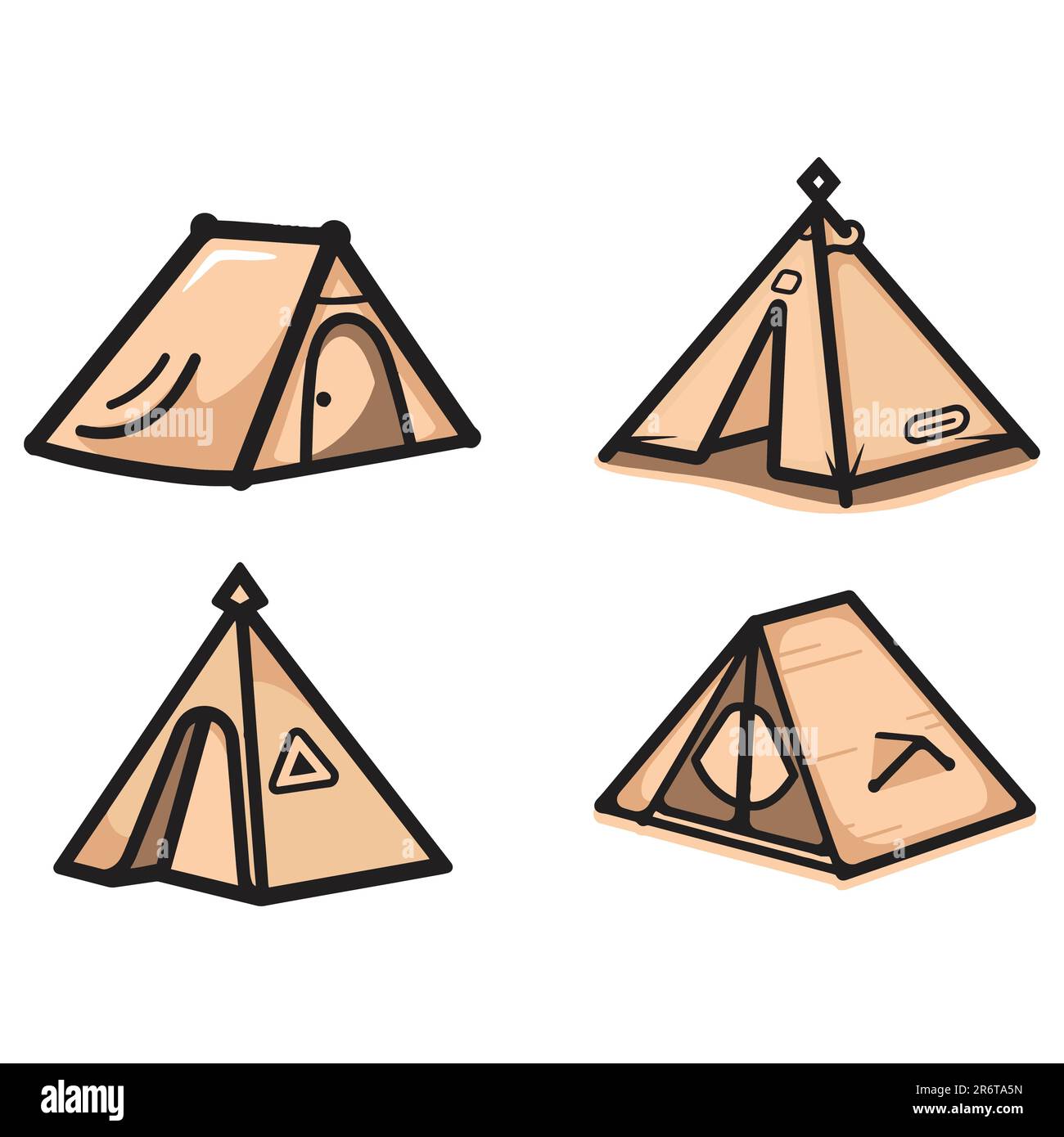 logo de tente vintage de style art à lignes plates isolé sur l'arrière ...