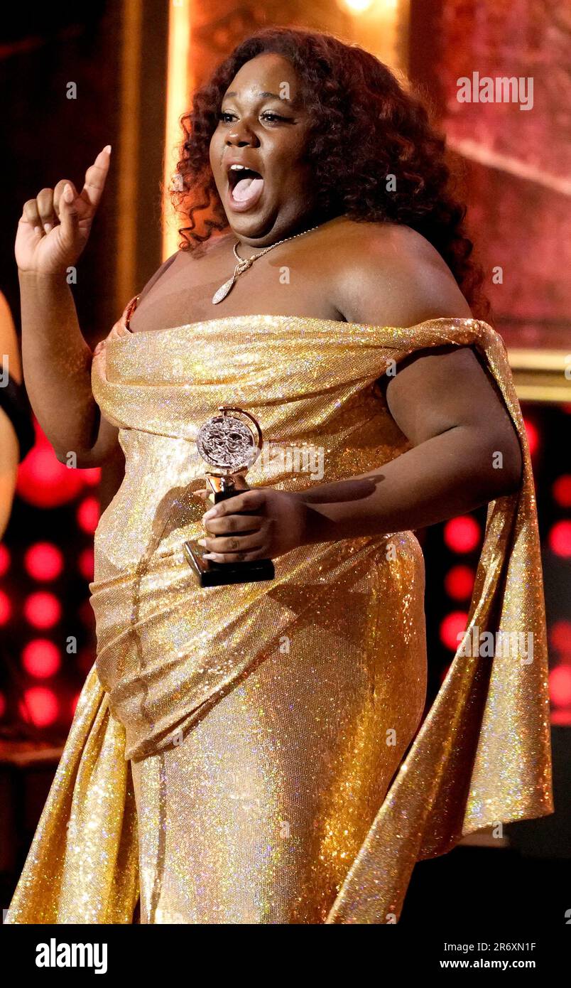 Alex Newell accepts the award for best performance by an actor in a ...