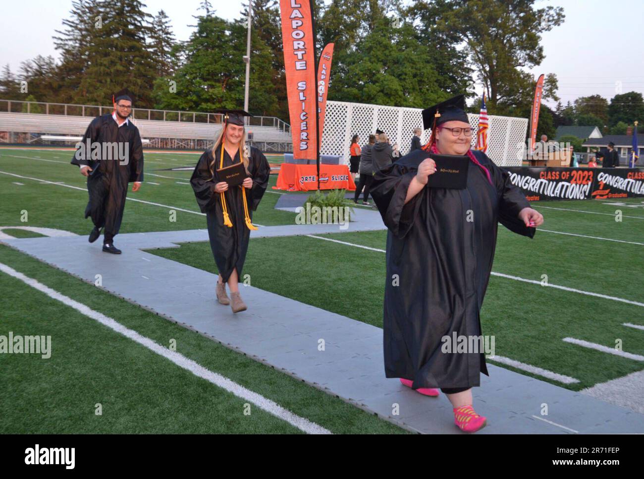 Members of the Class of 2023 walk away from the stage after receiving ...