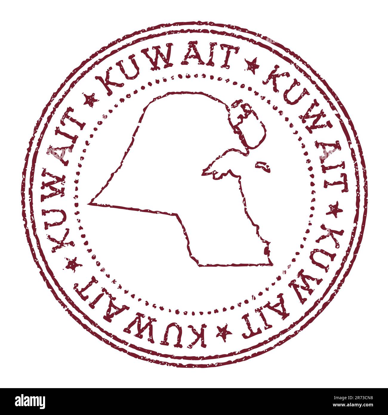 Timbre rond en caoutchouc du Koweït avec carte des pays. Timbre ...