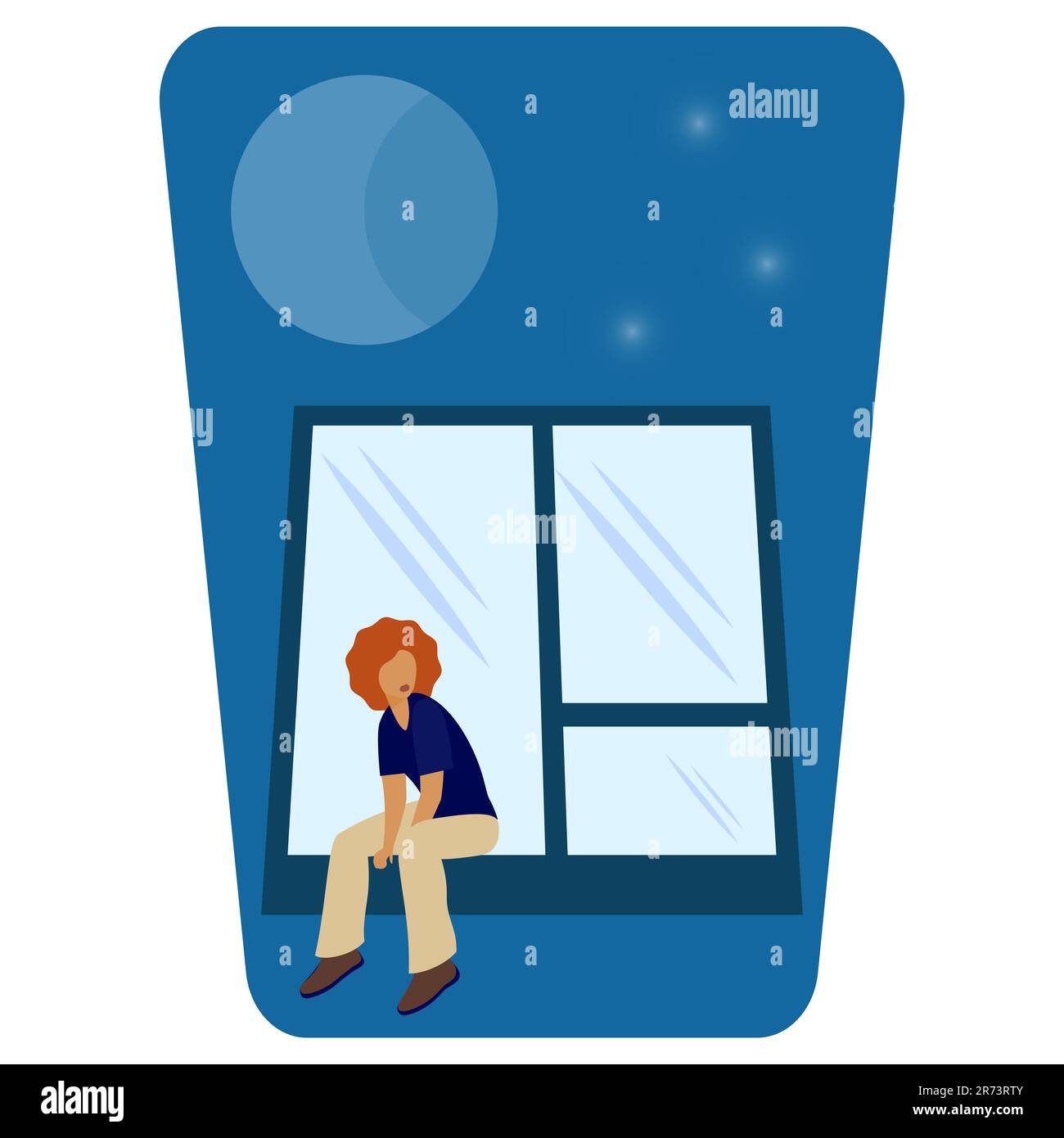 Assis Sur Le Rebord De La Fenêtre Banque Dimages Vectorielles Alamy