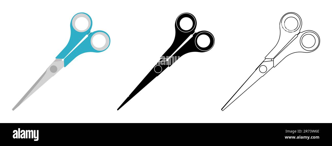 Ensemble d'icônes de ciseaux. Ciseaux de coupe isolés. Pictogramme de ...