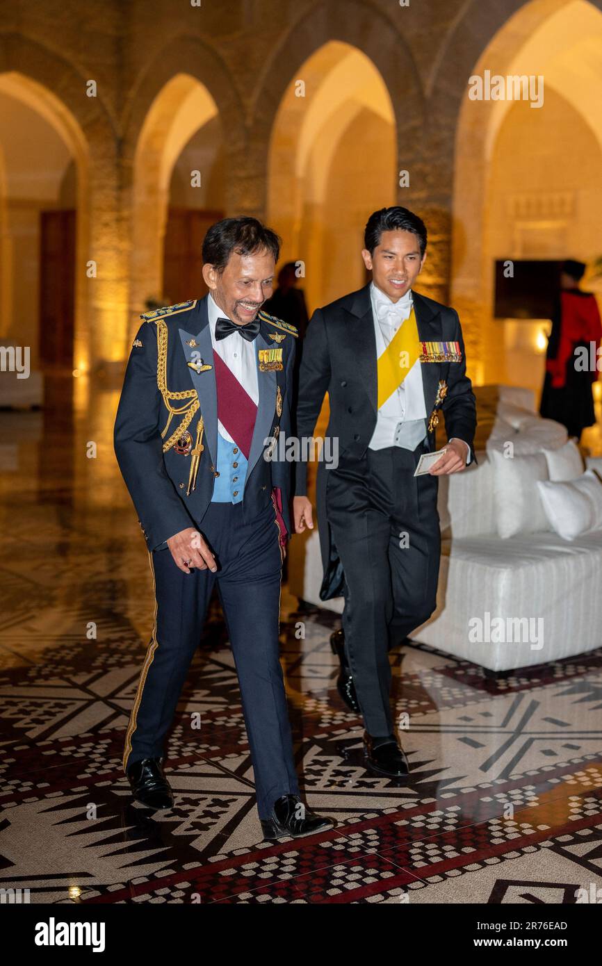 Amman, Jordanie. 01st juin 2023. Le sultan du Brunéi Hassanal Bolkiah et son fils le prince ...