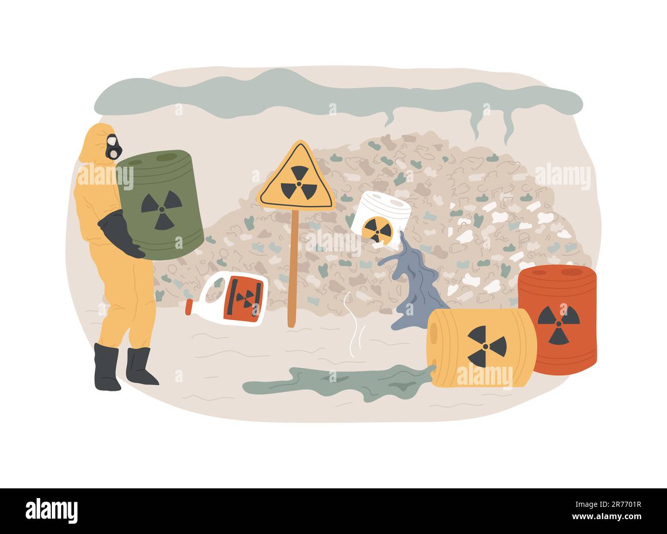 Illustration du vecteur de concept isolé de pollution radioactive ...