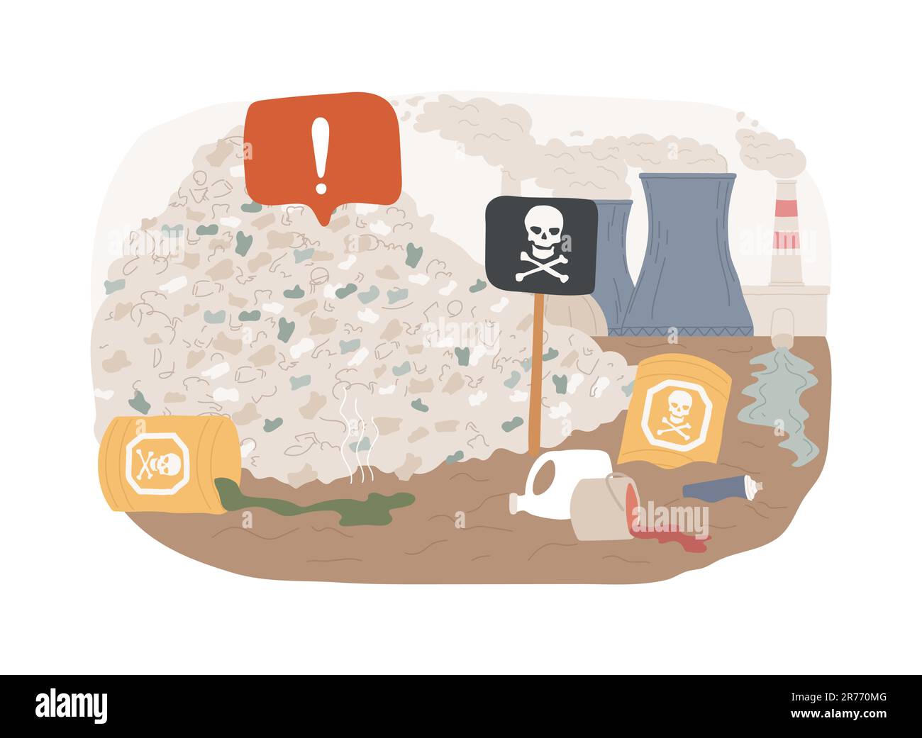 Illustration du vecteur de concept isolé de pollution chimique. Déchets ...