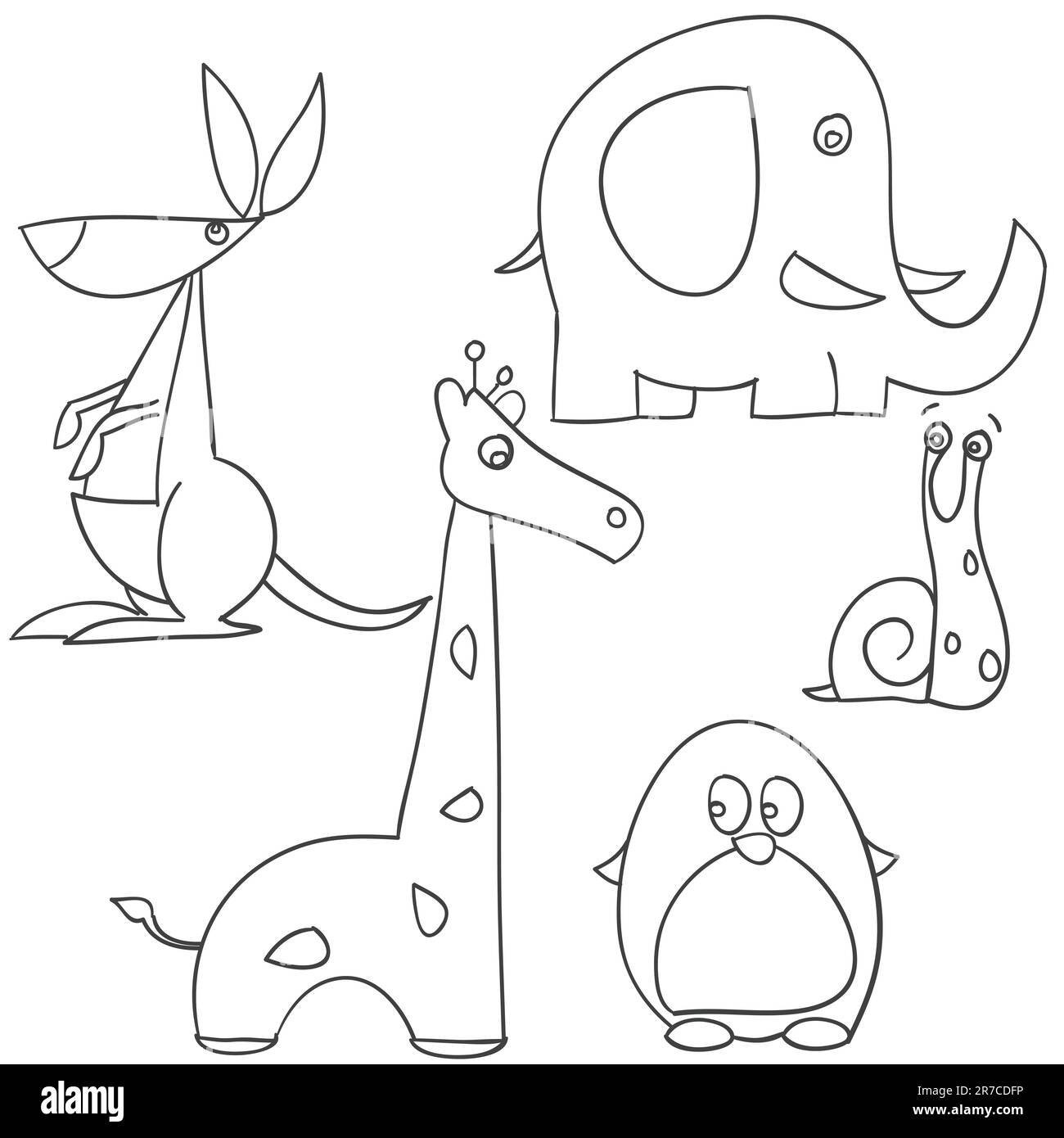 Baby elephant cartoon illustration Banque d'images noir et blanc - Alamy