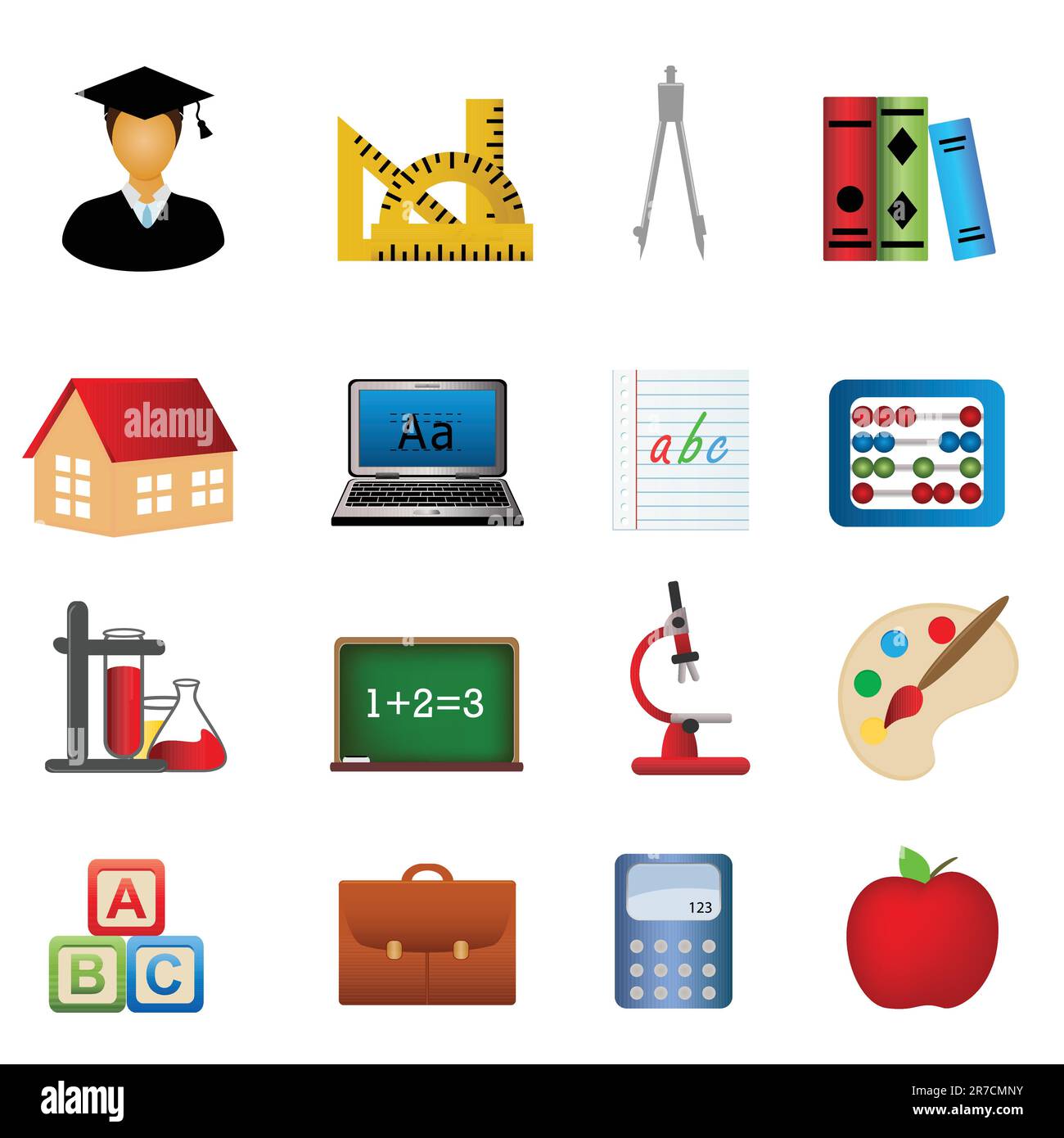 Jeu d'icônes de symboles liés à l'éducation et à l'école Image ...