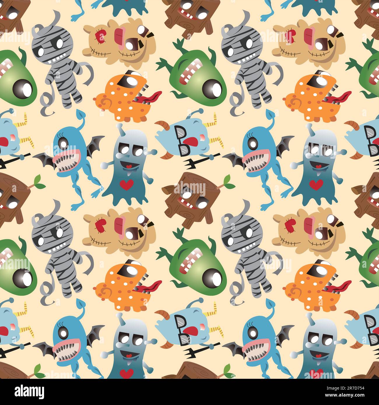 Monsters pattern Banque d'images vectorielles - Alamy