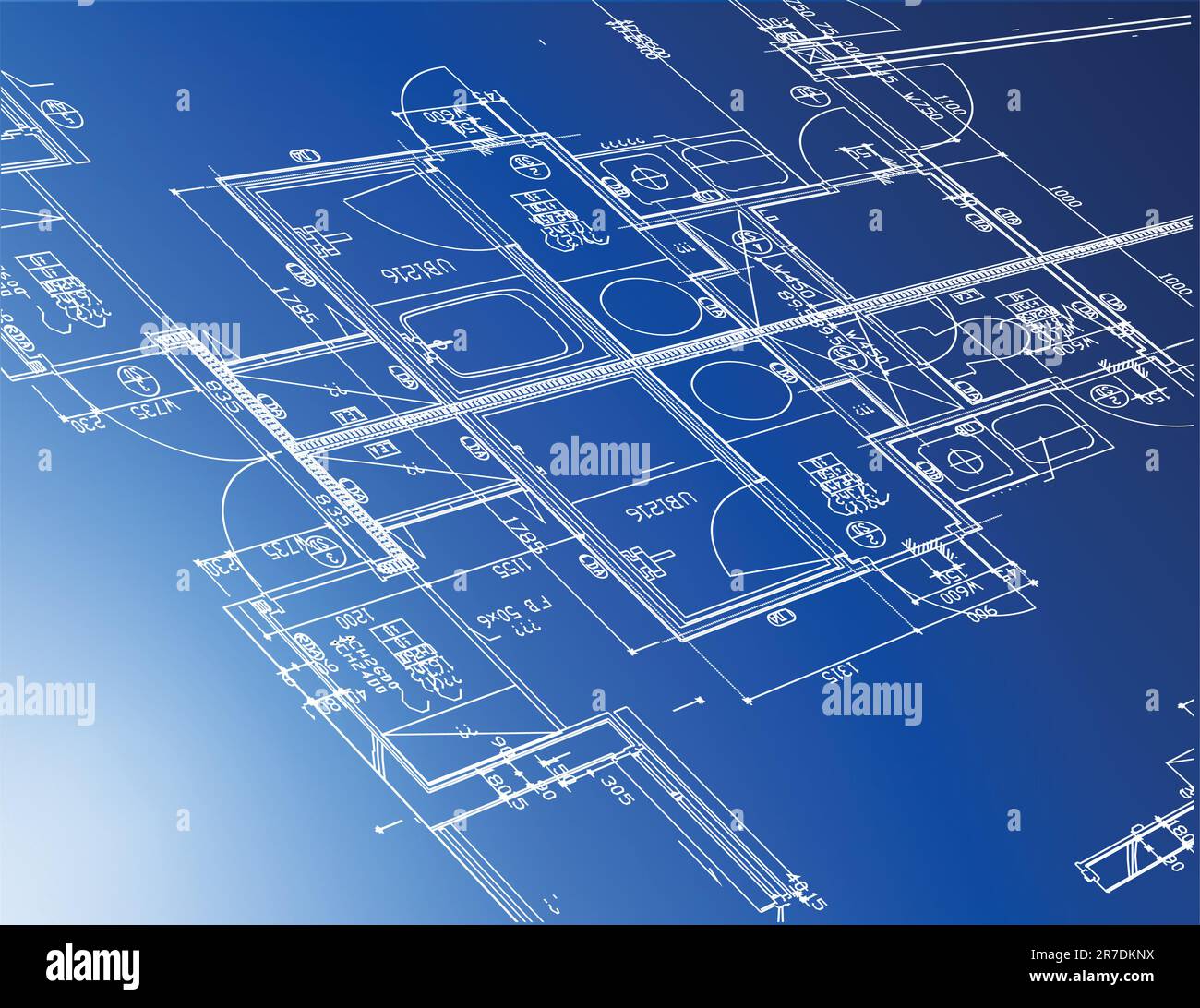 Floor plan background blueprint roll Banque d'images vectorielles - Alamy
