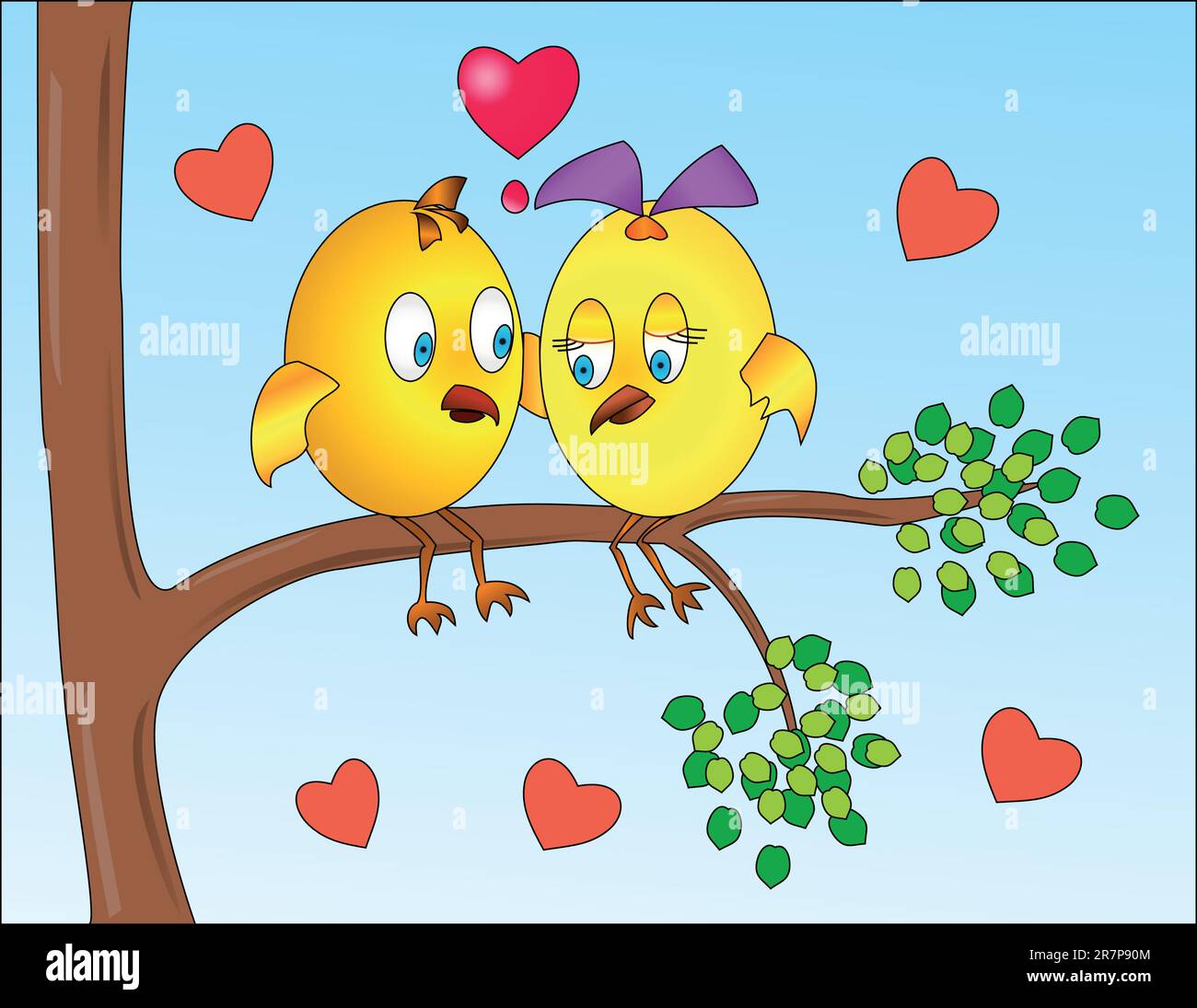 Deux oiseaux marron et jaune Banque d'images vectorielles - Alamy