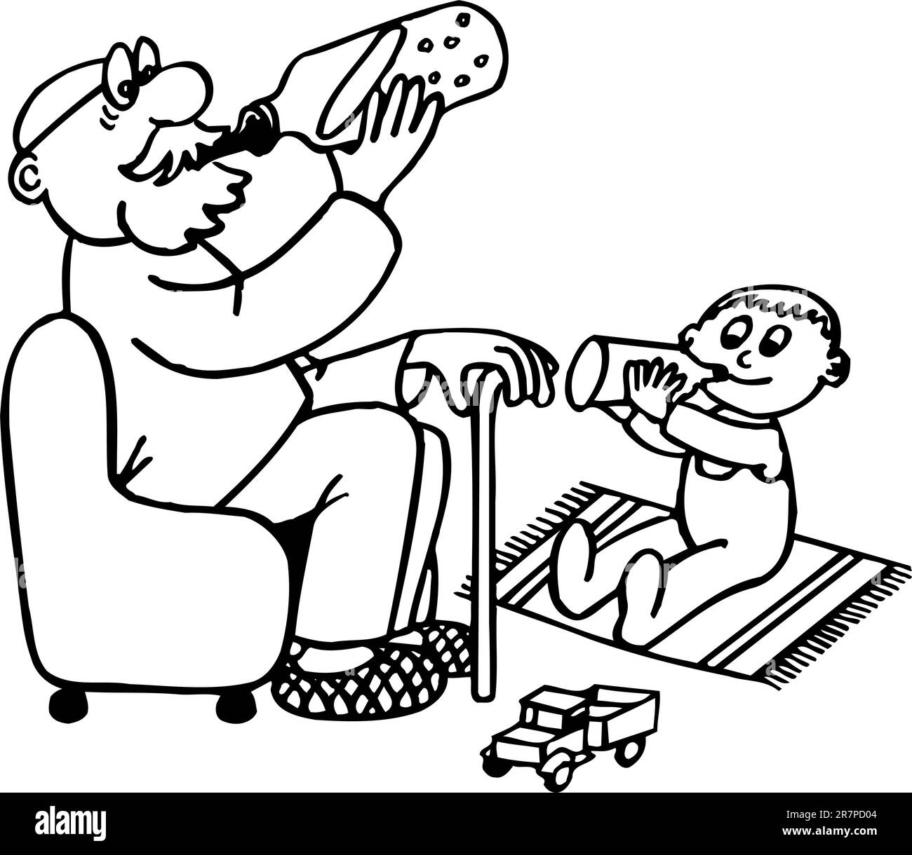 Grand père et enfant Banque d'images vectorielles - Alamy