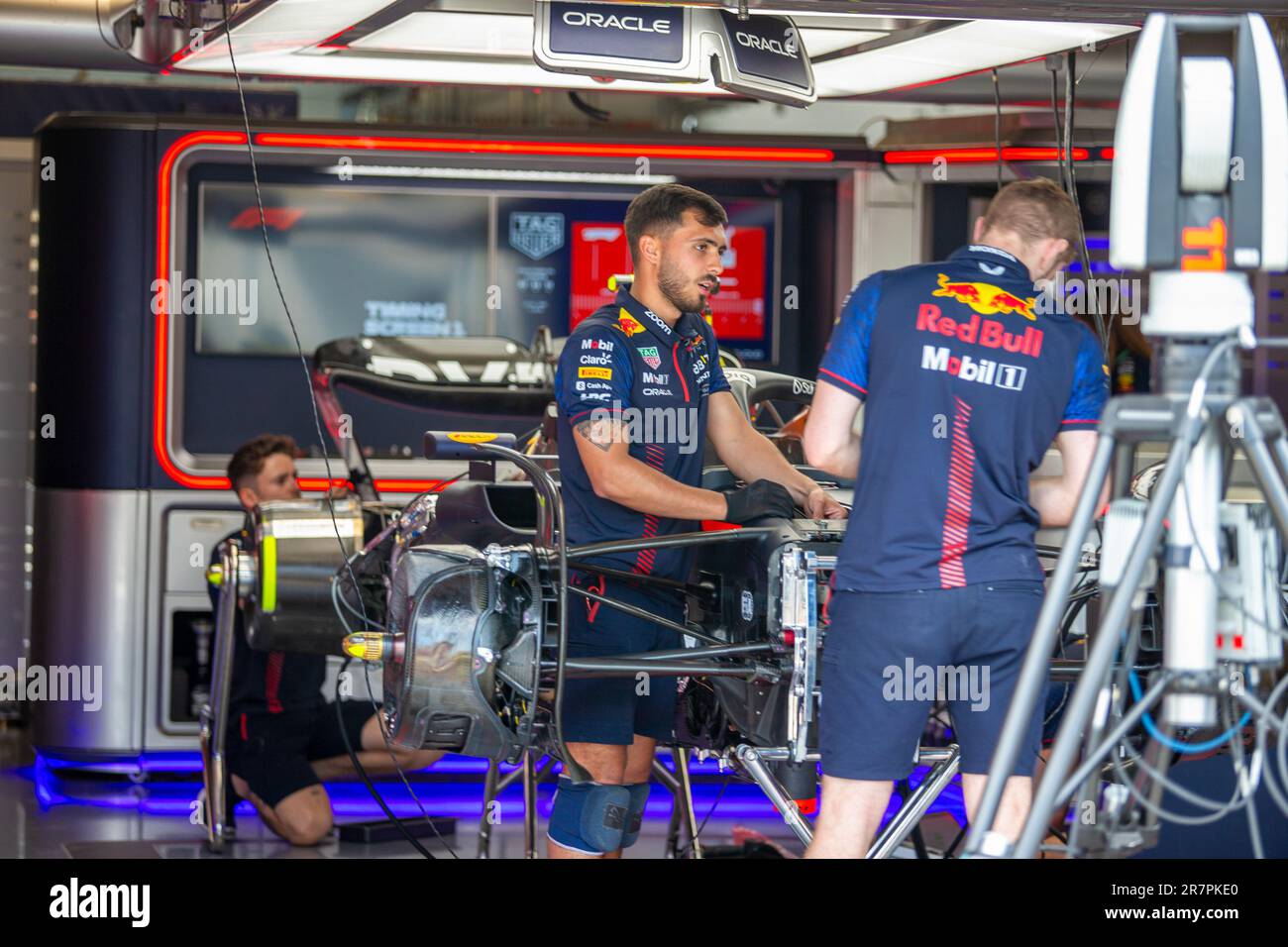 Oracle Red Bull Racing mécanicals à l'œuvre au cours du jour 1 de LA ...