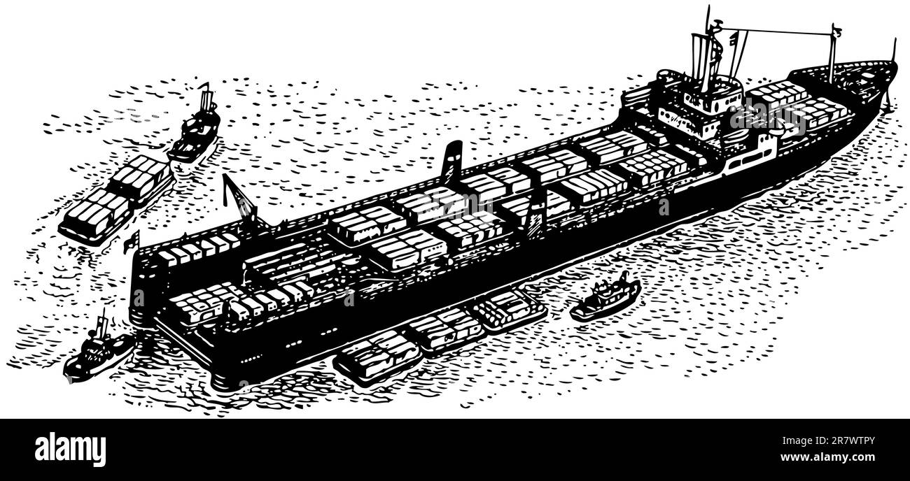 Bateau porte container Banque d'images vectorielles - Alamy