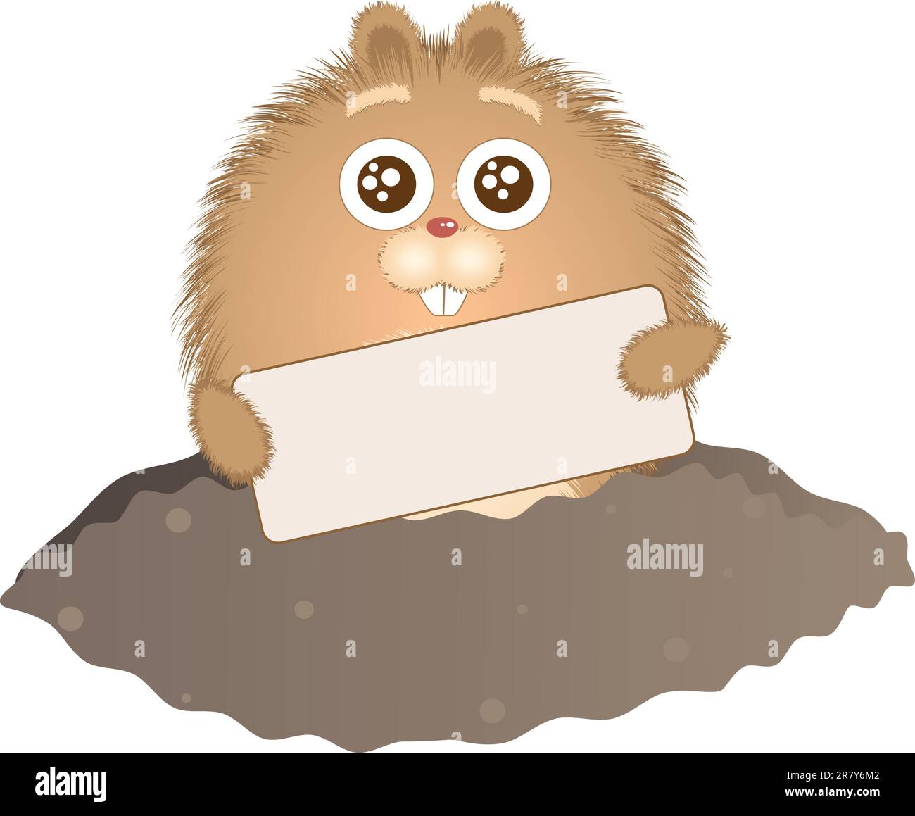 Un petit hérisson de terre sort de son trou avec un signe dans ses ...