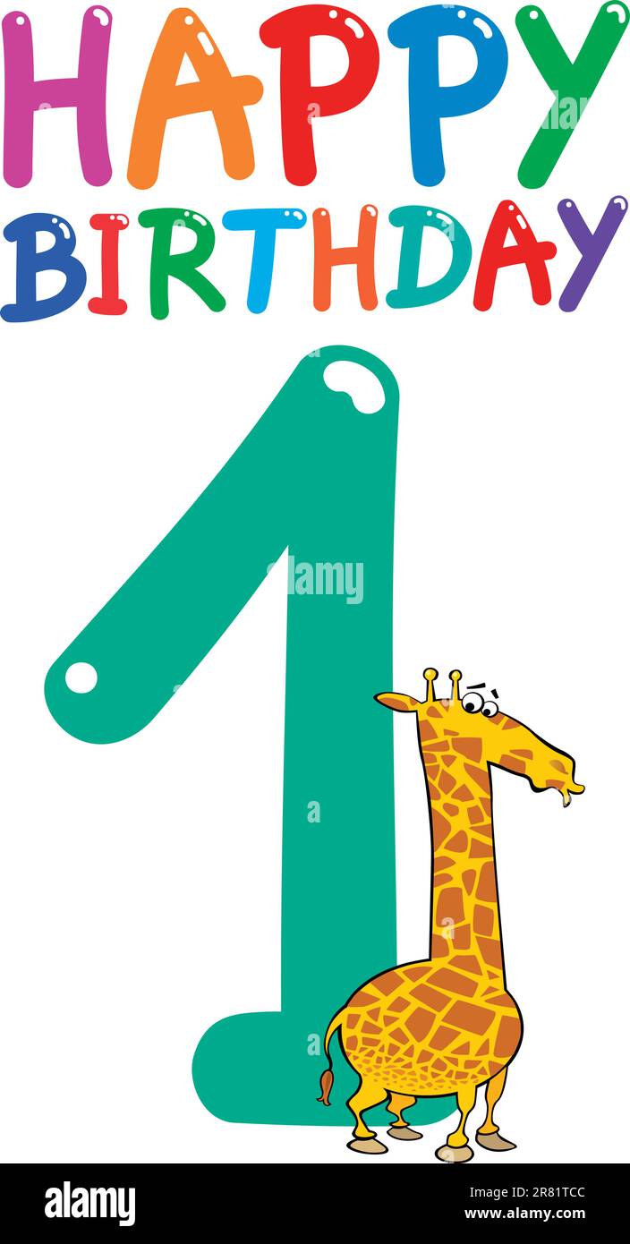 Cartoon illustration number one giraffe Banque de photographies et d ...
