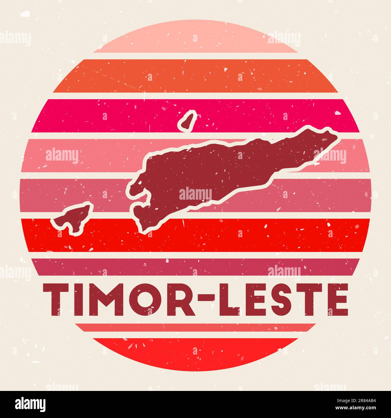 Logo Timor-Leste. Signe avec la carte du pays et des rayures colorées ...