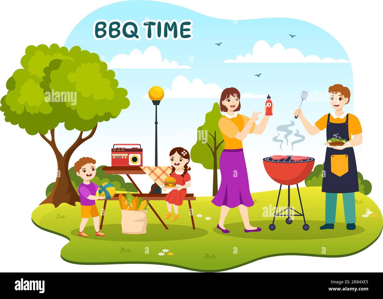 Ensemble barbecue et grill Vector Illustration pour enfants griller ou ...