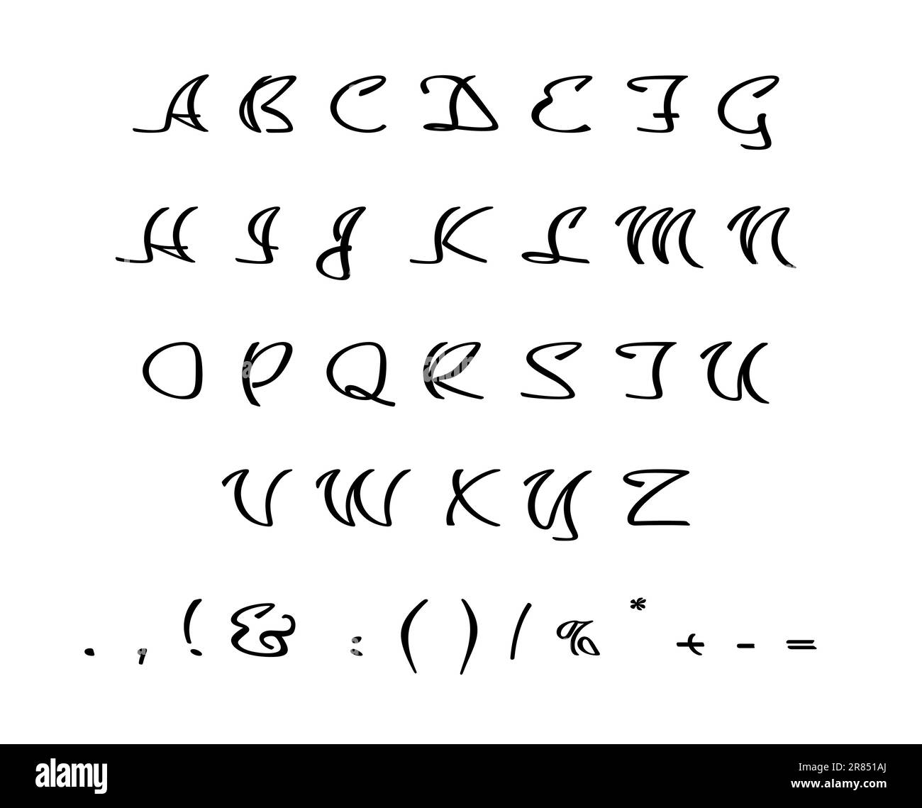 Cursive alphabet Banque d'images noir et blanc - Alamy