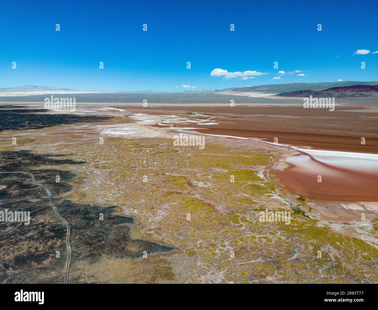 Argentine : Puna - vue aérienne de la lagune colorée Carachi Pampa, un ...