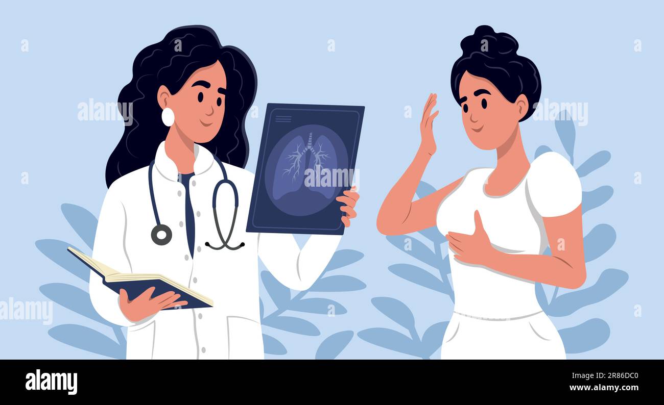 Illustration du vecteur de Pulmonologiey. Médecin et patient ...