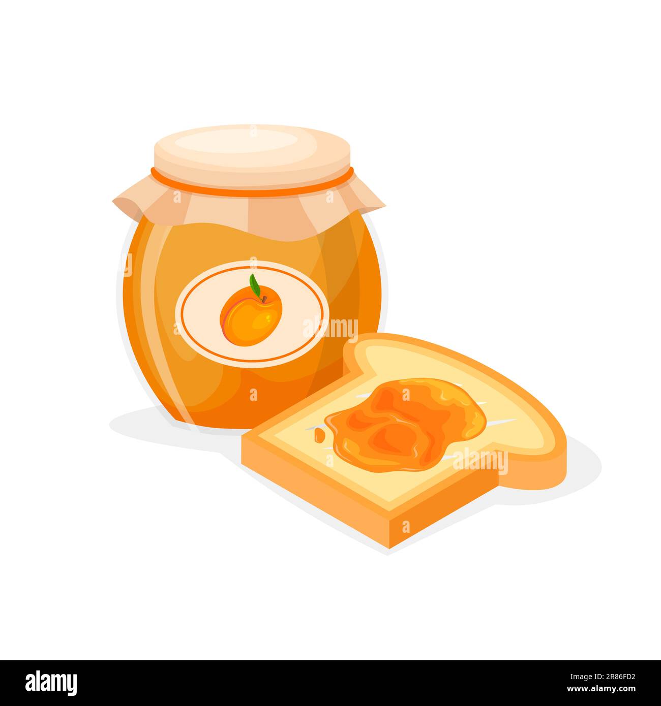 Toaster le pain et le pot de confiture d'abricot. Sandwich sucré. Illustration vectorielle de ...