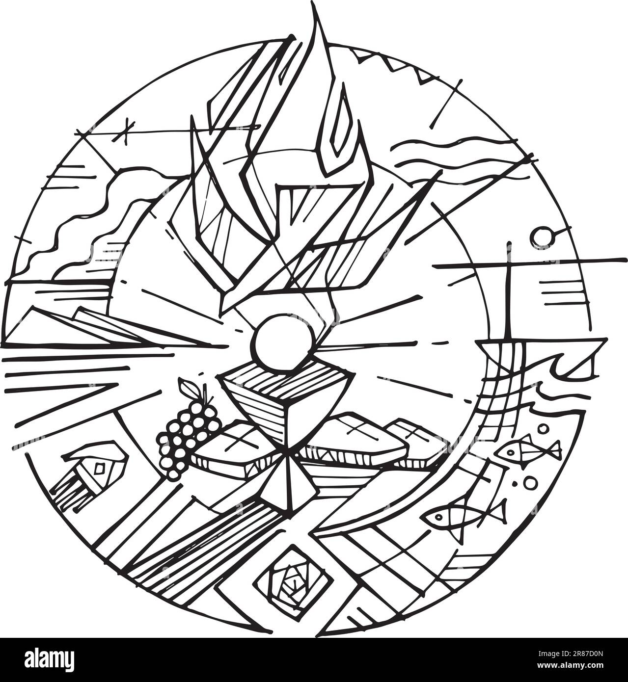 L'illustration vectorielle dessinée à la main ou le dessin du symbole ...