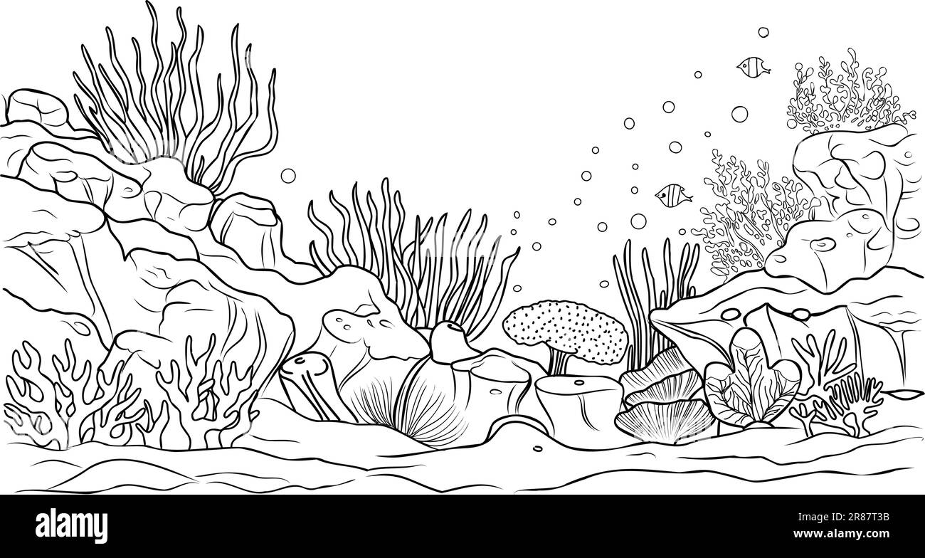 Page de coloriage du monde sous-marin. Colorier la vie de page dans l ...