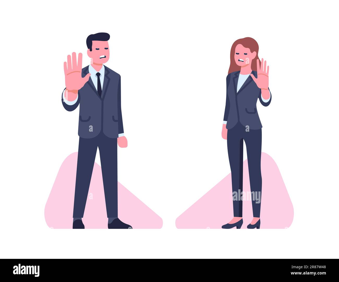 Geste de désaccord entre l'homme et la femme. Les hommes d'affaires ont ...