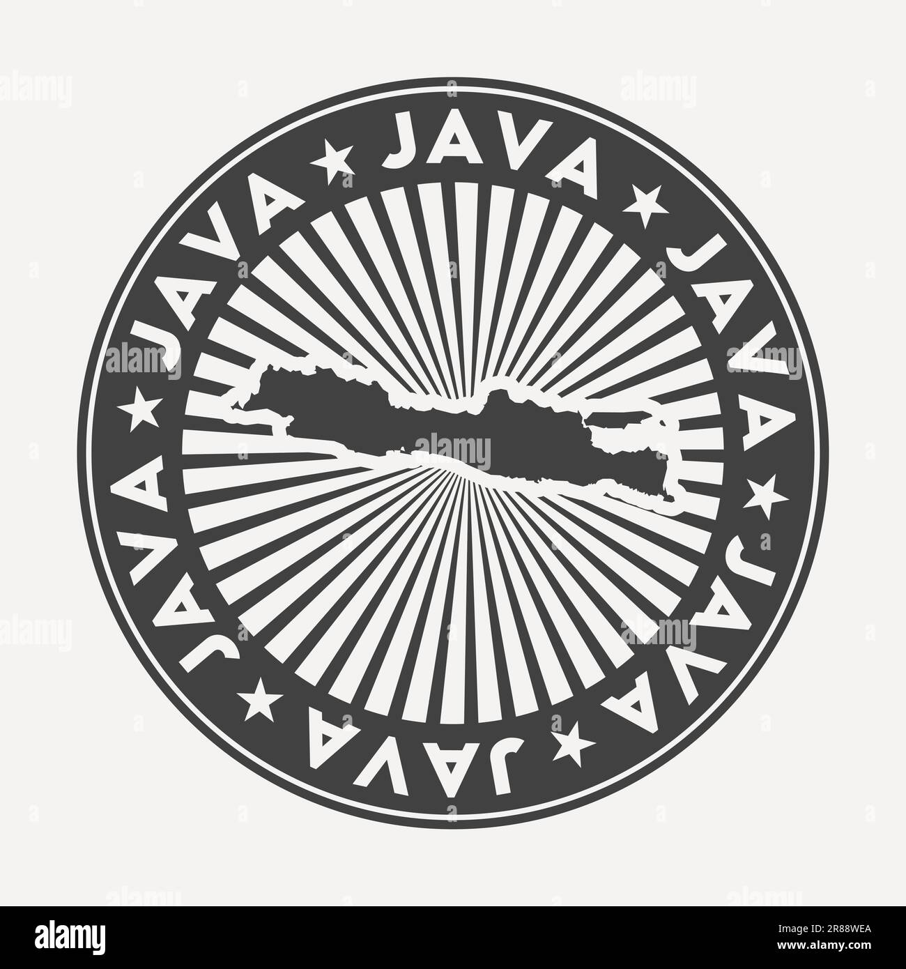 Logo rond Java. Badge de voyage vintage avec le nom circulaire et la ...