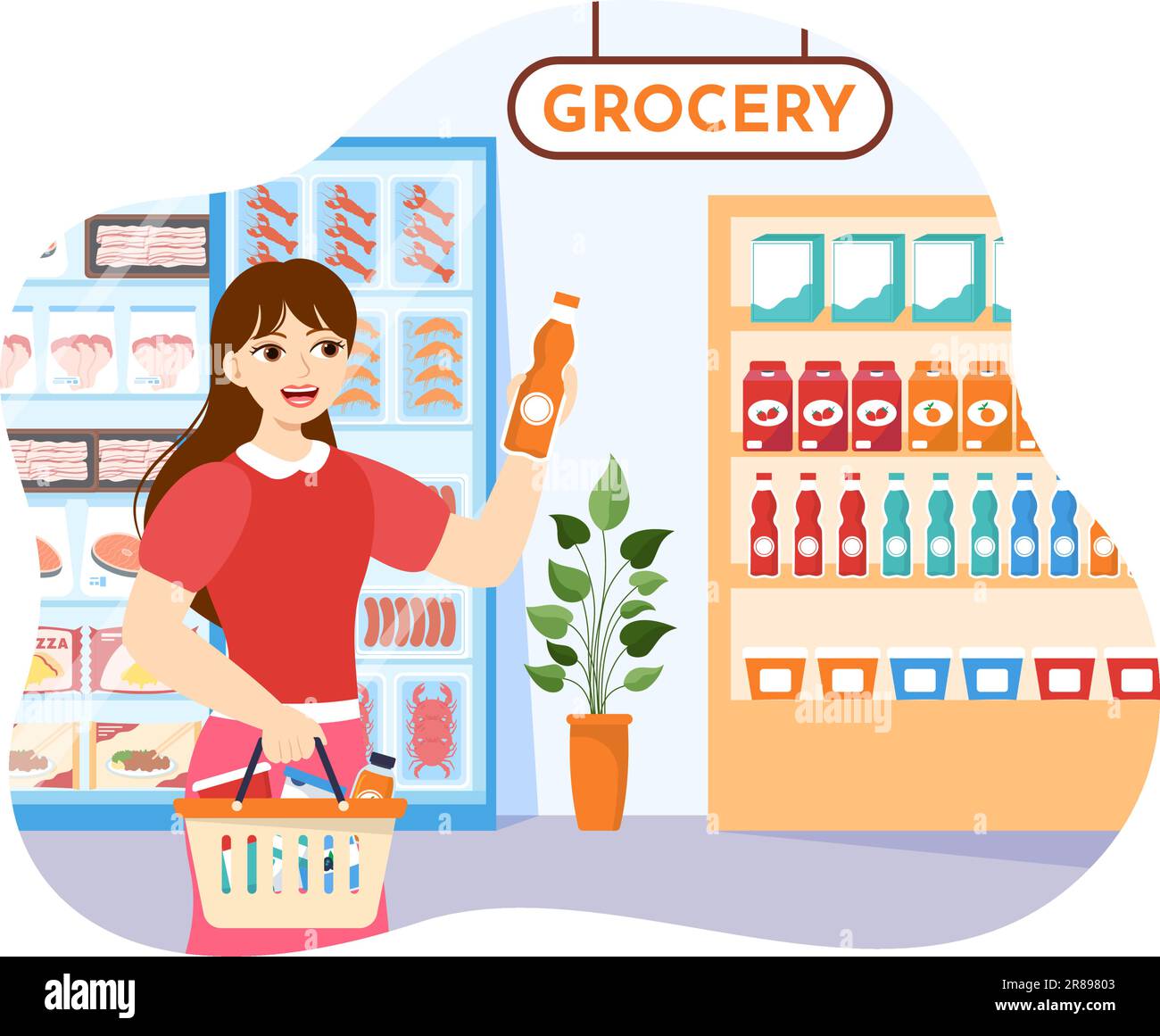 Illustration du scénario d'achat d'un magasin d'alimentation avec ...