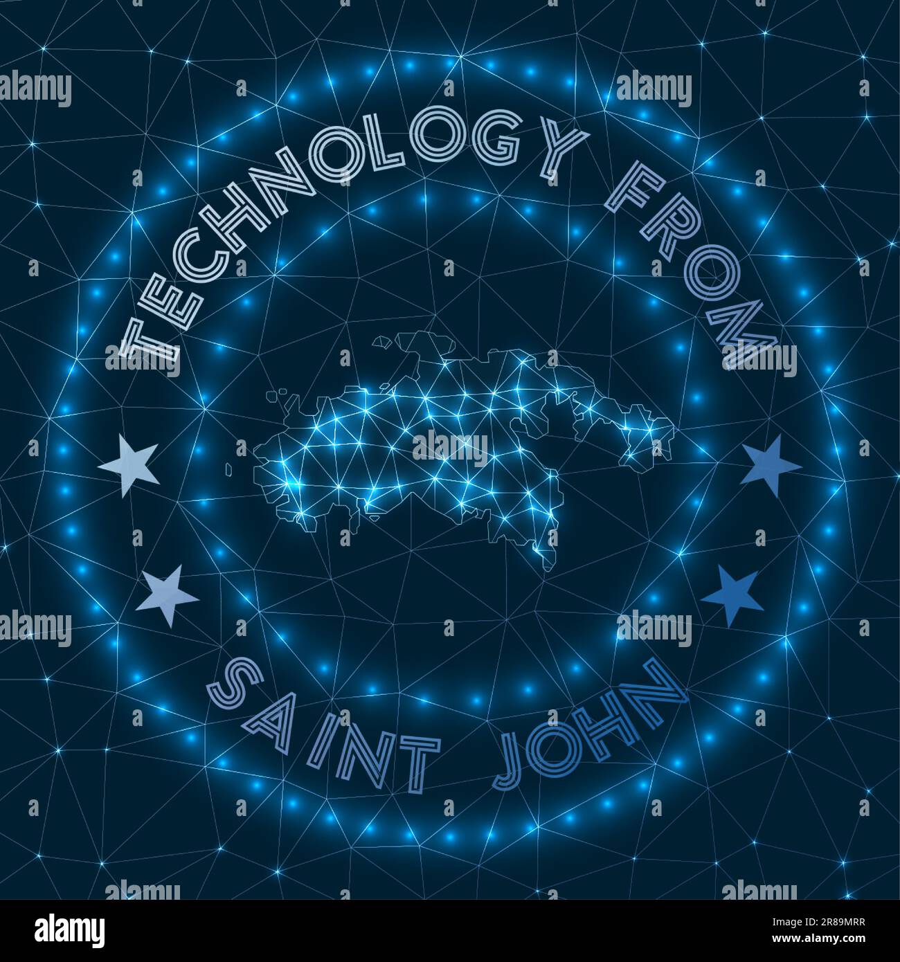 Technologie de Saint John. Emblème géométrique futuriste de l'île ...