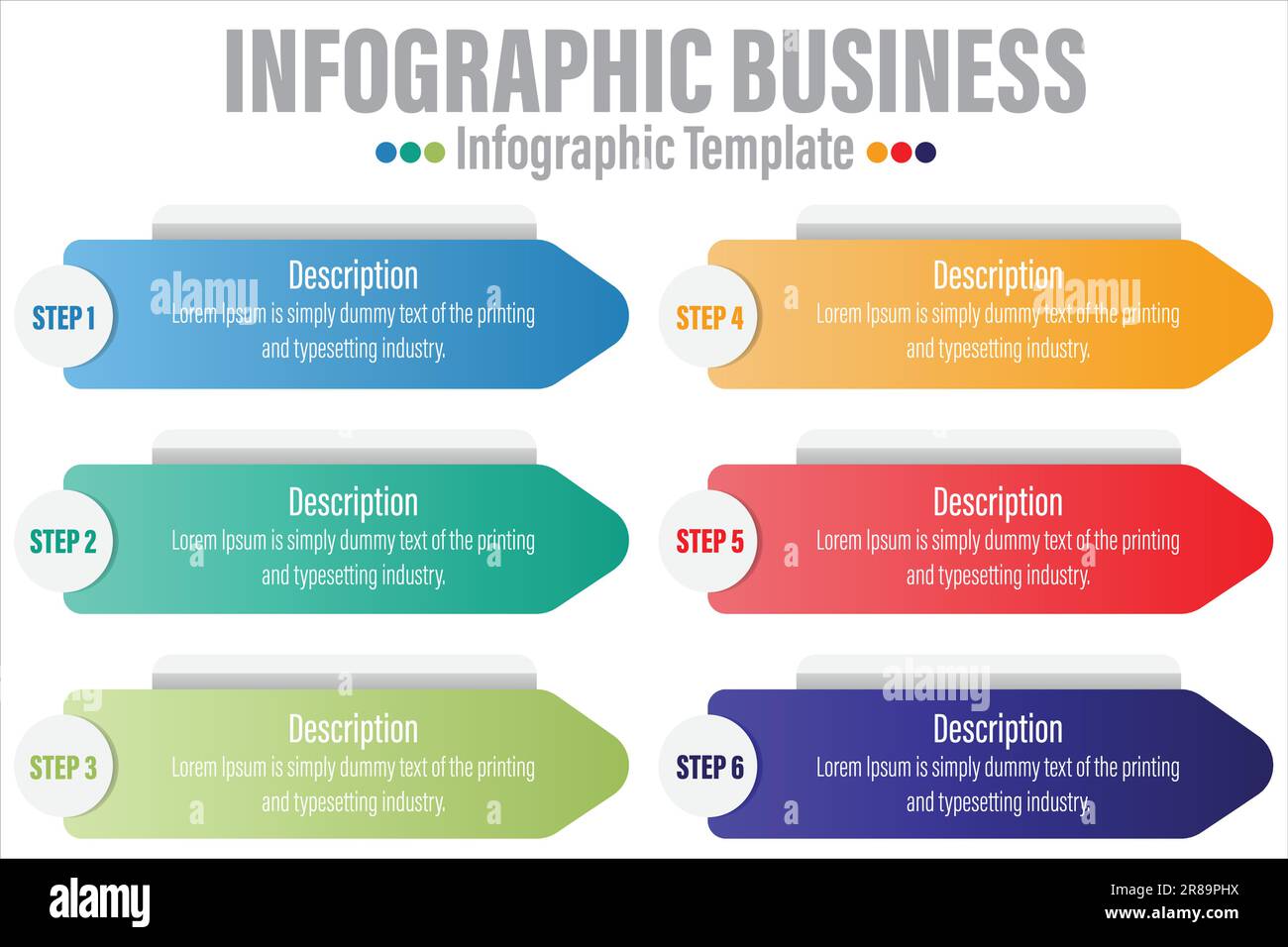 6 étapes, six 6 options éléments de forme de note papier avec étapes ...