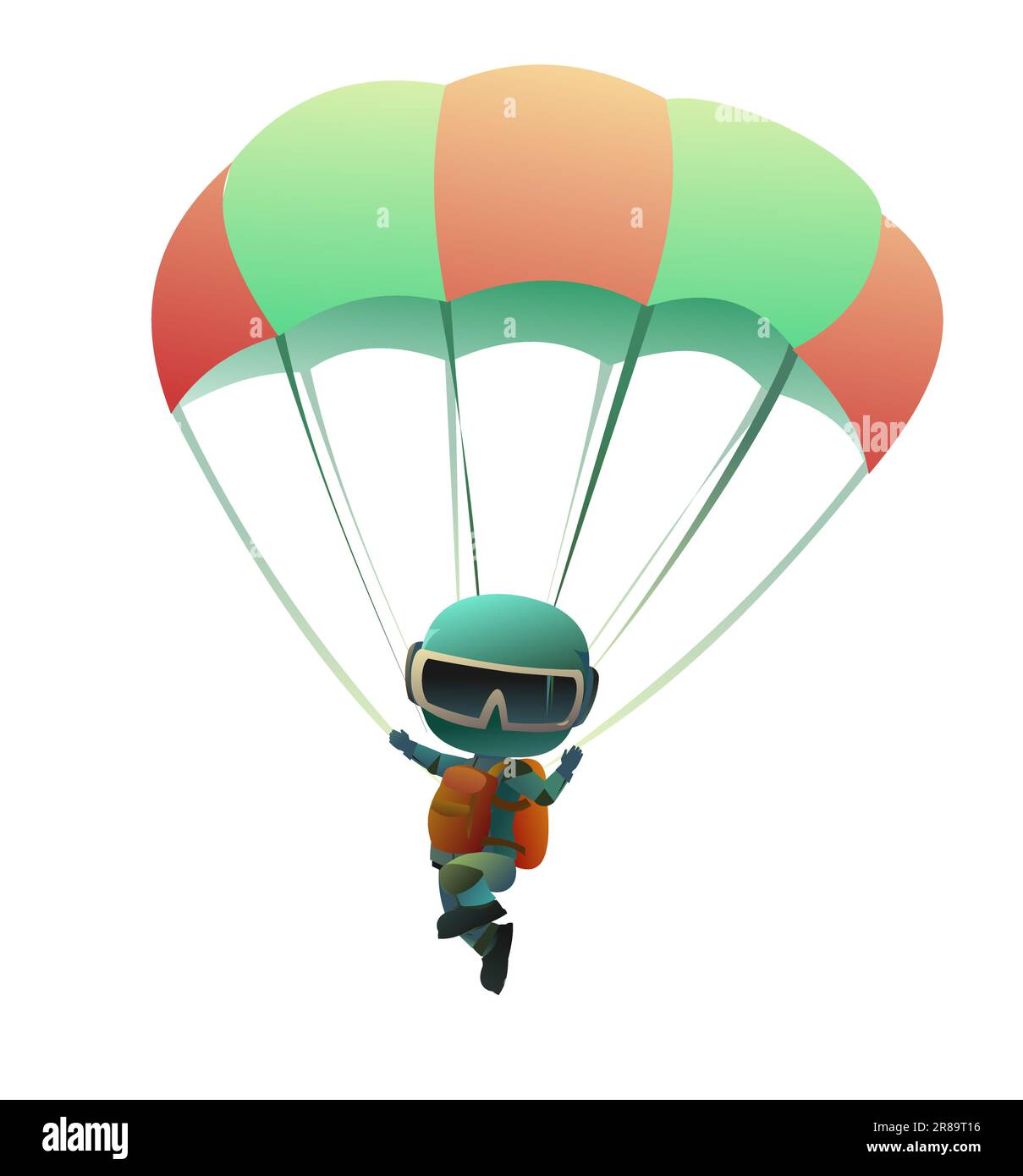 Parachutiste survolant le ciel. Libre-service. Personnage de style ...