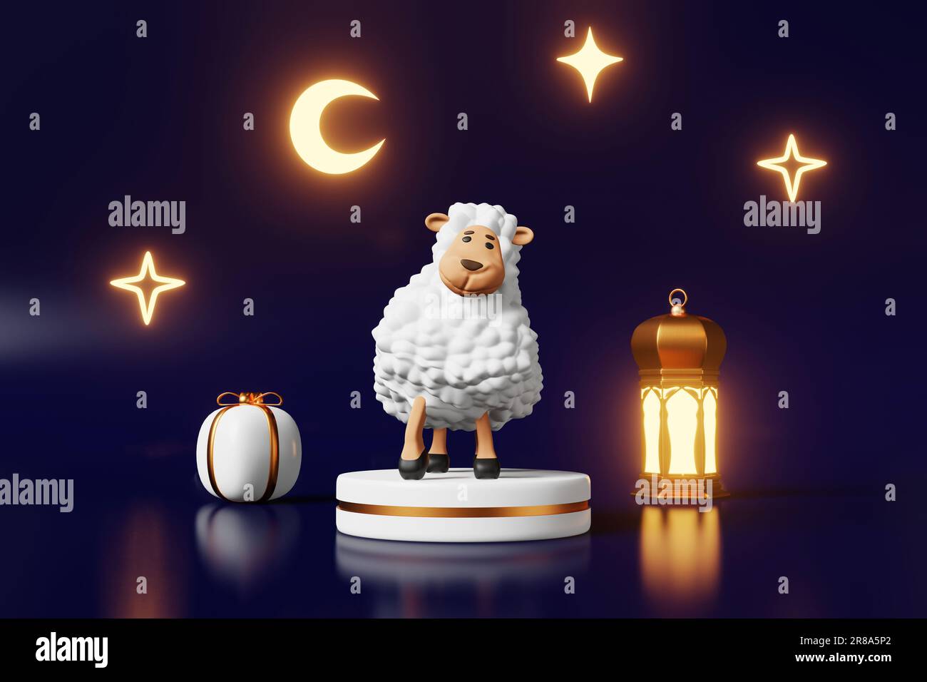 Danse mouton podium sacrifice fêtes islamiques publicité 3D rendu Lamb ...