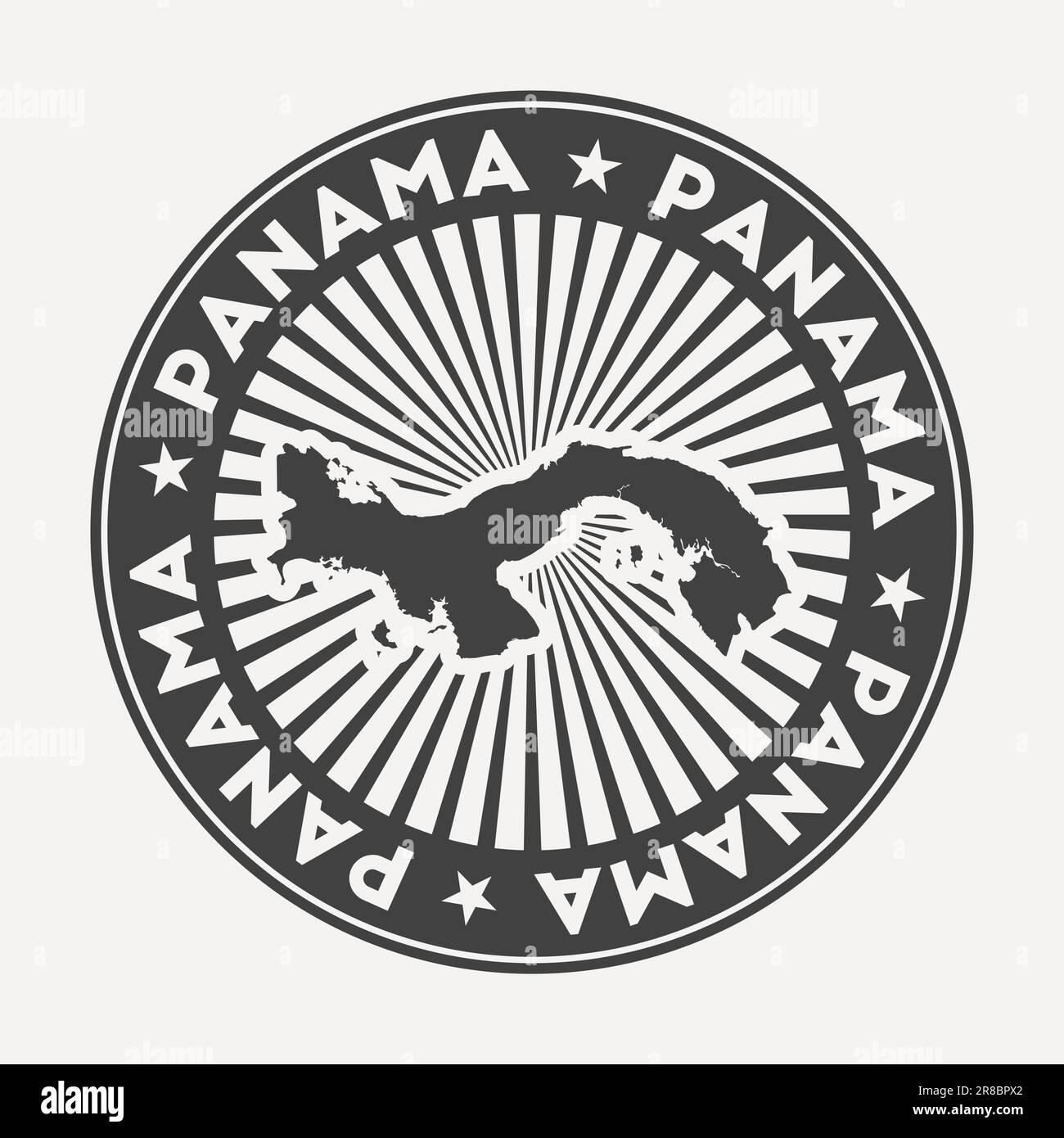 Logo rond Panama. Badge de voyage vintage avec le nom circulaire et la ...