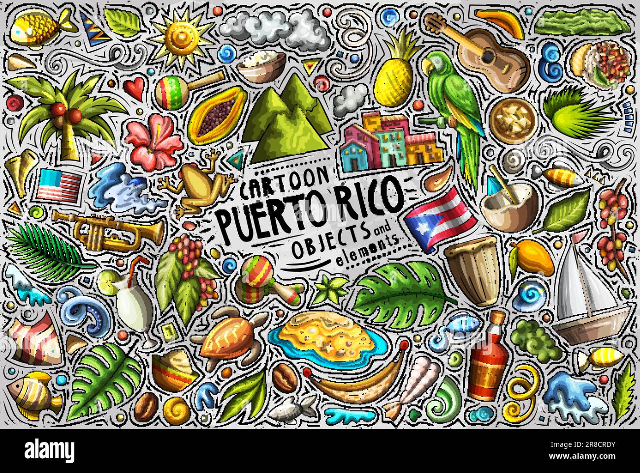 Ensemble de symboles, d'objets et d'objets traditionnels DE PORTO RICO ...