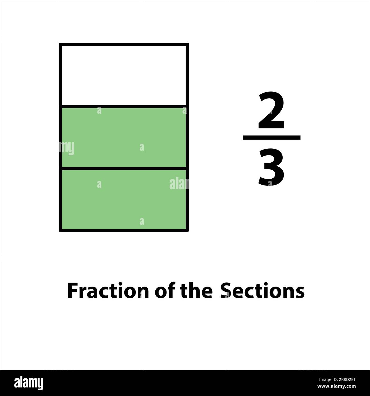 Fraction du divisé en coupes 2 par 3. Fractions pour l'icône de contour ...