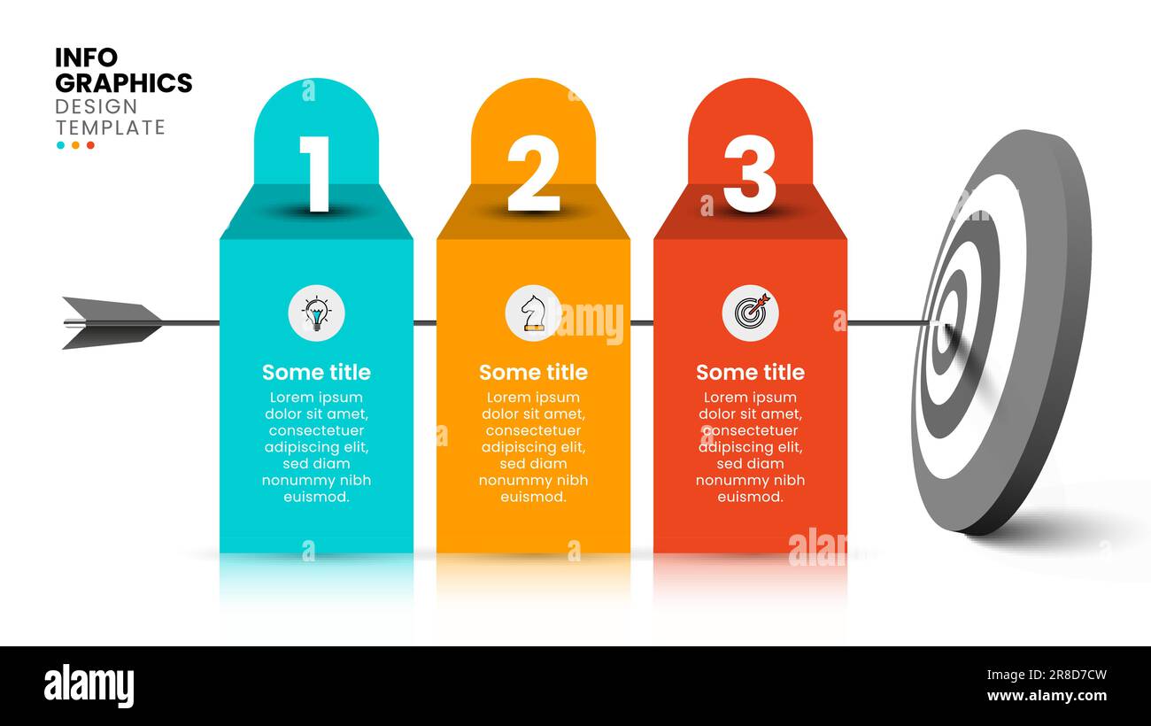 Modèle d'infographie avec icônes et 3 options ou étapes. Objectif. Peut ...