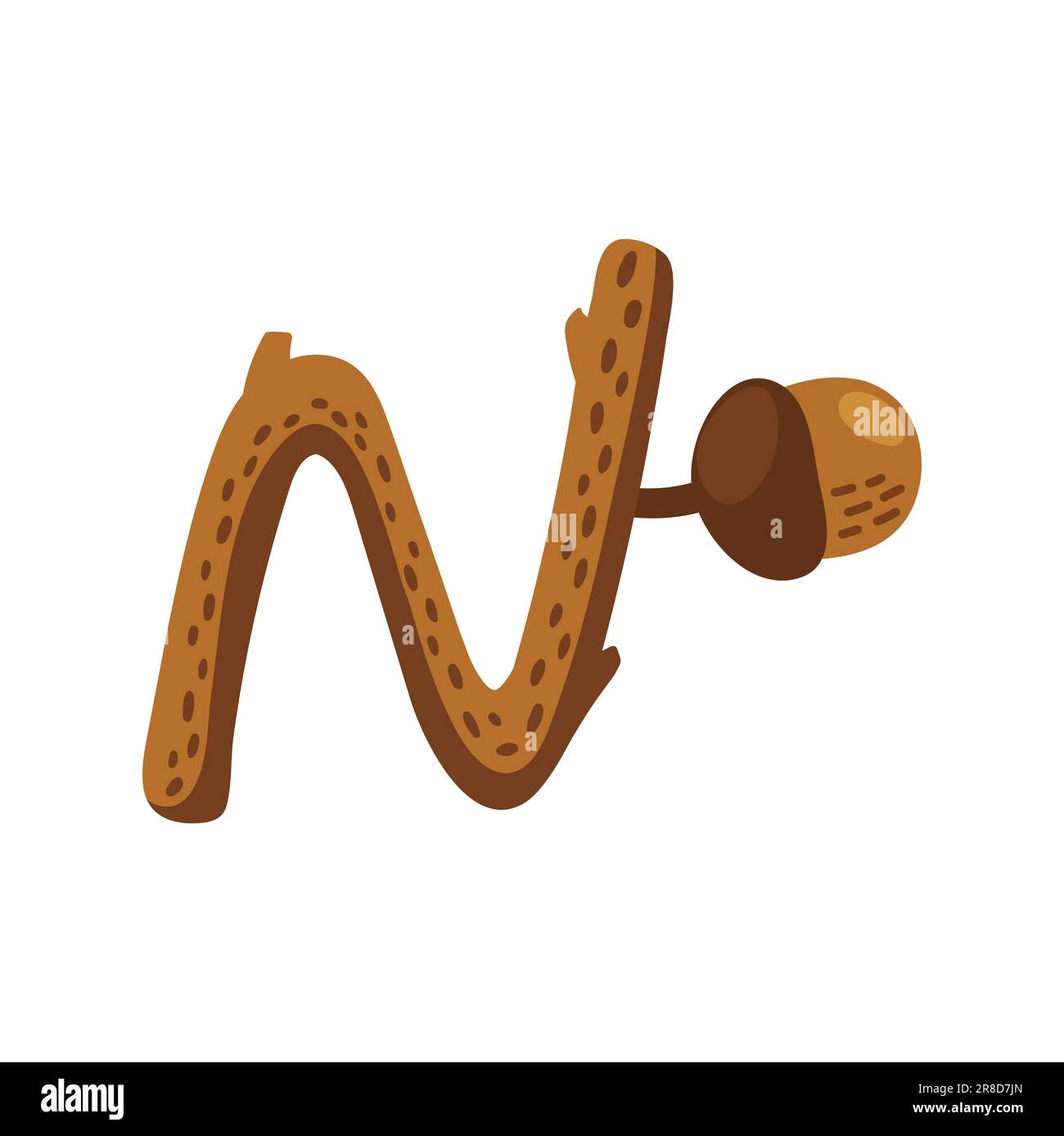 Lettre N en forme de branche d'arbre avec corne, signe de l'alphabet ...