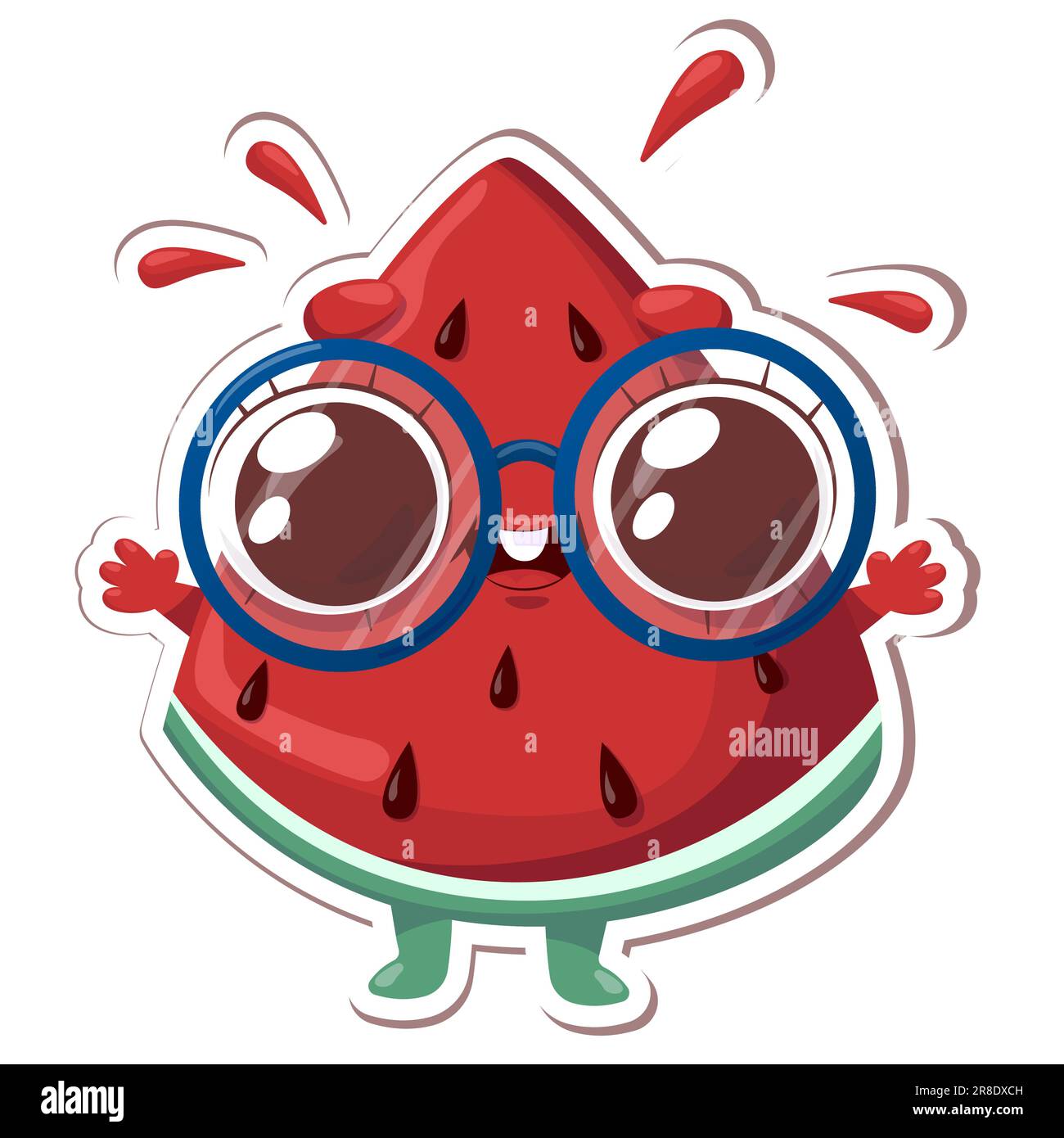 Illustration vectorielle d'un sticker de personnage de pastèque avec ...