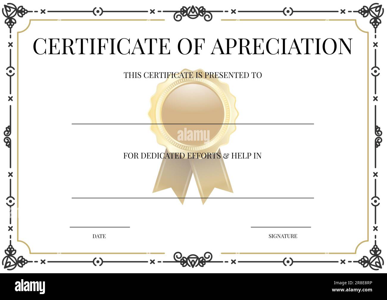 Certificat d'appréciation, le certificat est présenté à, pour des ...