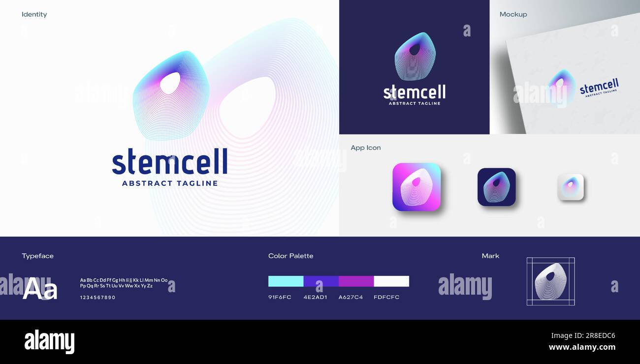 Modèle de logo d'emblème vectoriel abstrait pour cellules souches ...