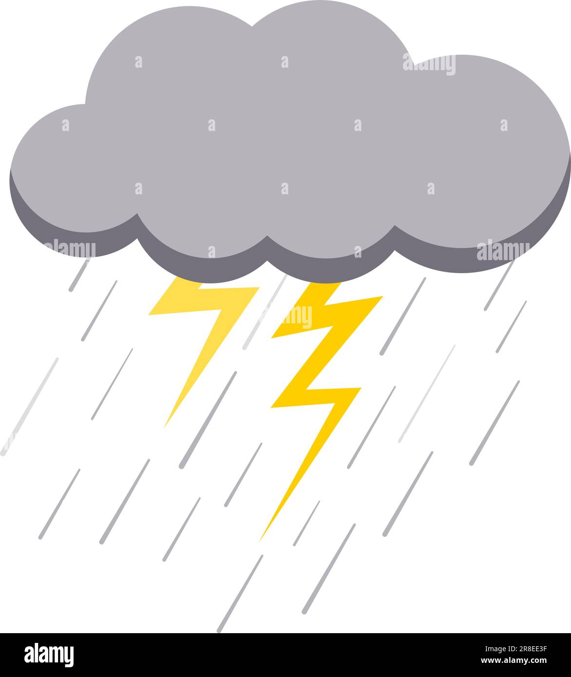 Icône de pluie de nuages et de mauvais temps de foudre isolée sur fond ...
