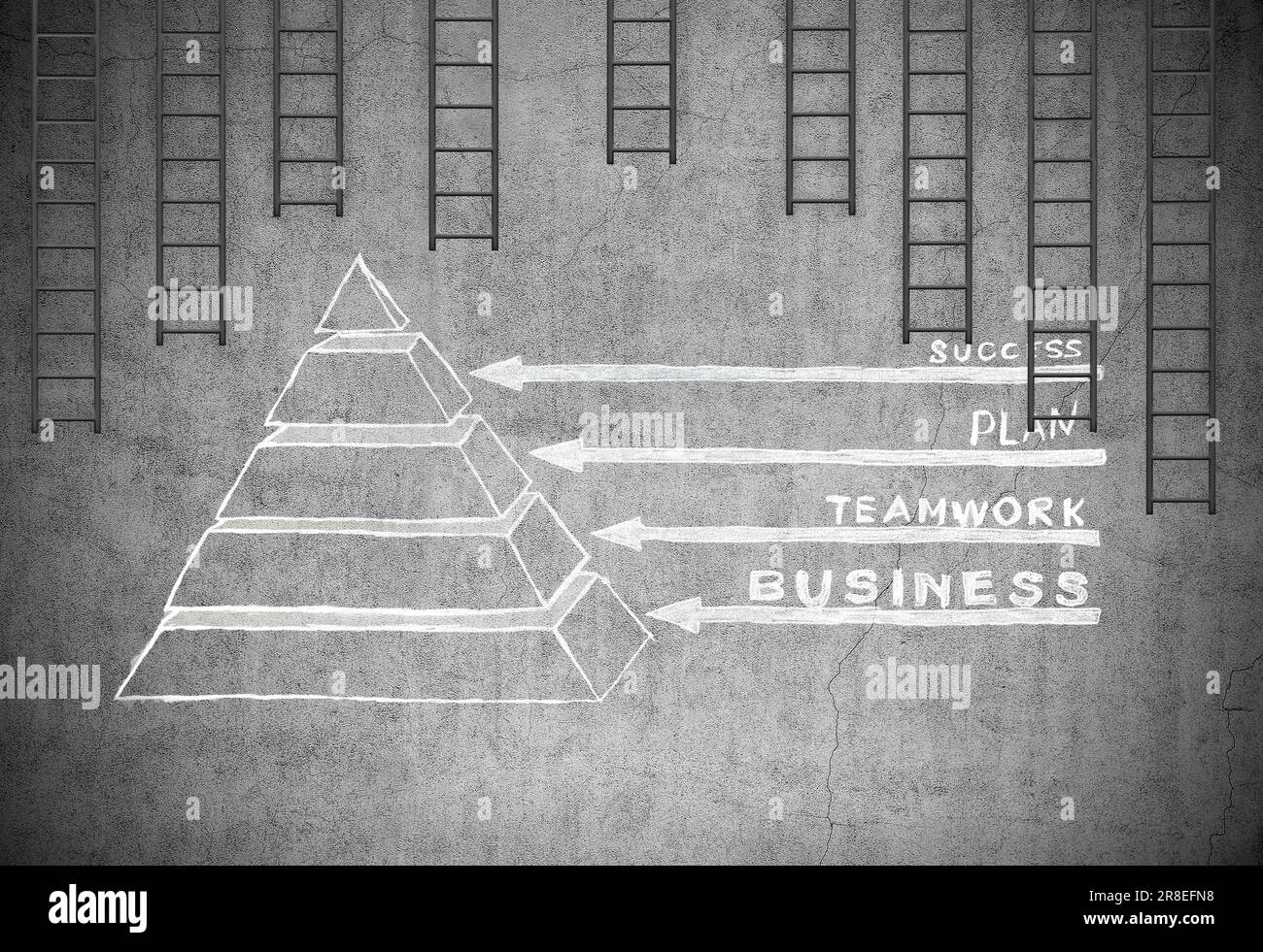dessin de structure pyramide de succès sur le mur de béton et beaucoup ...