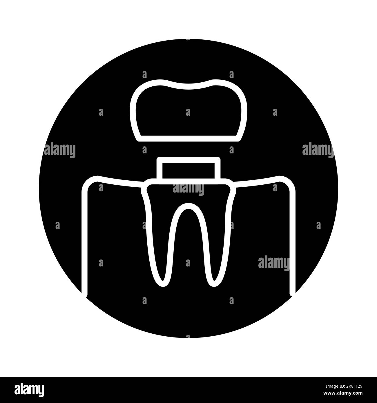 Icône de ligne de couleur des dents couronnées. Elément vectoriel isolé ...